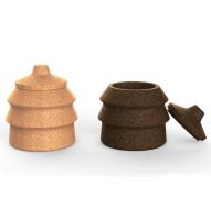 China Custom Christmas Tree Cork Container With Cork Lid Storage Box Canister for sale