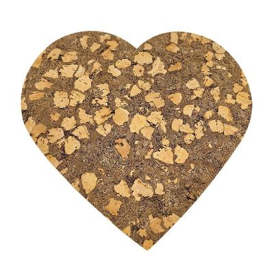 China Custom Heart Cork Placemat with Cork Fabric Coasters Trivet Table Mat 10x10 inch for sale
