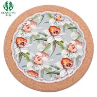 China Custom Cork Ceramic Placemats 4-8 Inch Anti-Slip Heat Resistant Trivets for sale