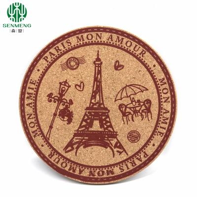 China Custom Logo Natural Cork Coasters 4-16 Inch Diameter 0.25-0.4 Inch Thick Wholesale Eco Friendly for sale