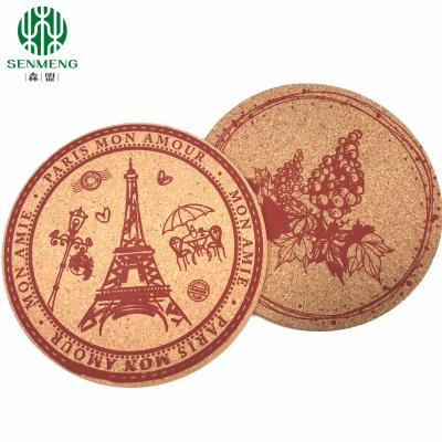 China Custom Size Natural Cork Coaster 4-16 Inch Diameter Eco Friendly Absorbent Cup Mat for sale