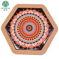 China Natural Eco-Friendly Hexagon Custom Logo Ceramic Cork Trivets for sale