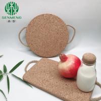 China Natural Cork Placemats 15mm Thick with Twine Handle Eco Friendly Heat Resistant Rectangular Trivets for sale