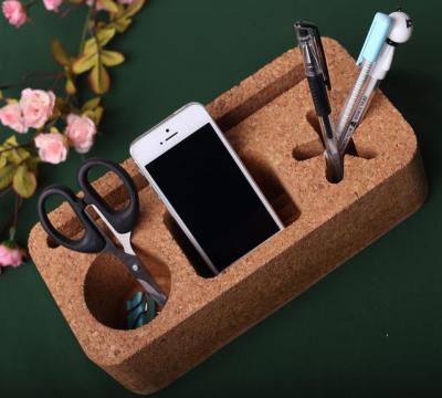China Eco Friendly Cork Desk Organizer Pen Holder 25x11.8x4cm Custom Size Desktop Tidy Storage for sale