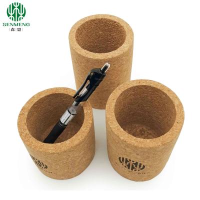 China Eco Cork Pen Holder Desk Organizer 8x10cm Customizable Natural Office Storage for sale