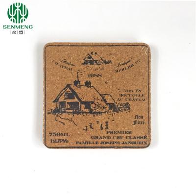 China Custom Square Natural Hot Dishes Cork Placemats with Beautiful Printed Pattern for sale