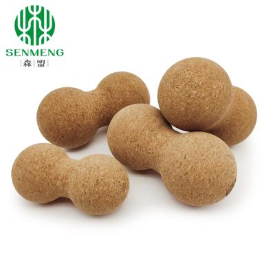 China Natural Cork Peanut Roller Yoga Massage Balls 75x150mm Eco-Friendly Durable Portable for sale