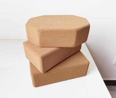China Wholesale Octagonal Yoga Cork Block 215x140x85mm Eco Friendly Durable Yoga Brick for Fitness for sale