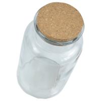 China Borosilicate Glass Bottle with Natural Cork Stopper FDA Food Grade 3.48x3.27x1.29 inch for sale