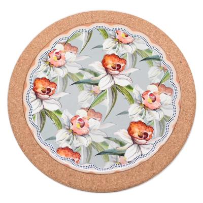 China Custom Photo Ceramic Placemats with Cork Back 0.4in Thick Heat Resistant Hot Pads for sale