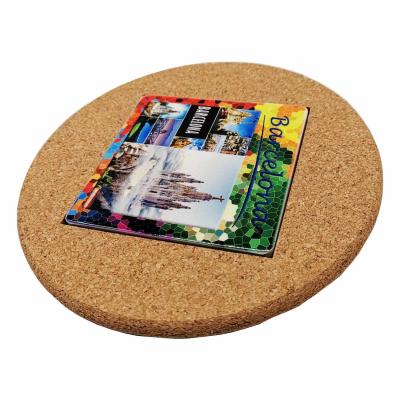 China Round Cork Backed Ceramic Placemats Trivets 4-8 Inch Diameter Heat Insulated Hot Pads Recyclable for sale