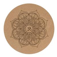 China Round Cork Yoga Mat 3mm Thick Eco Friendly Non Slip Natural Rubber Base Custom Printed for sale
