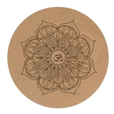 China Round Cork Yoga Mat 3mm Thick Eco Friendly Non Slip Natural Rubber Base Custom Printed for sale