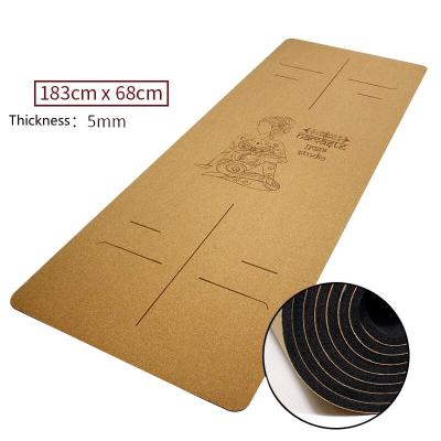 China UV Printed Widen Cork Yoga Mat 68cm Sustainable Natural Rubber Base for Pilates Hot Yoga for sale