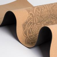 China Yuelin 183x61x0.5cm Printed Yoga Cork Mat Non Slip Biodegradable Natural Rubber Base for sale