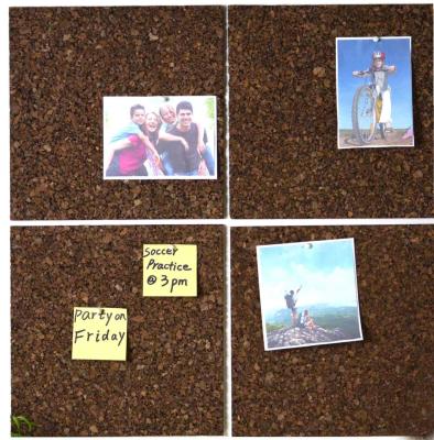 China Insulation Cork Board Tiles 12x12 Inches 4 Pack Black Carbon Self Stick Bulletin Board for sale