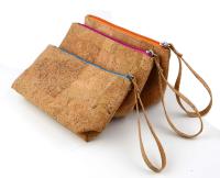 China Natural Cork Fabric Makeup Bag 20x14cm Eco Friendly Travel Cosmetic Pouch with Zipper for sale