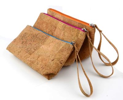 China Natural Cork Fabric Makeup Bag 20x14cm Eco Friendly Travel Cosmetic Pouch with Zipper for sale