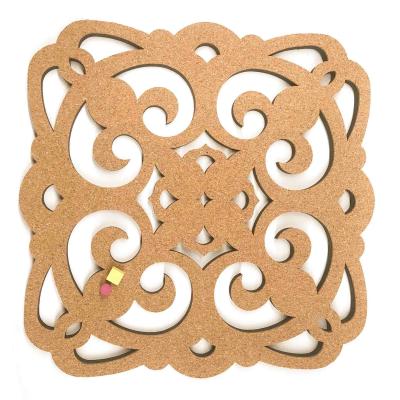 China Eco Friendly Hollow Carved Cork Board 12x12 Inch Self Healing Decorative Tile for sale