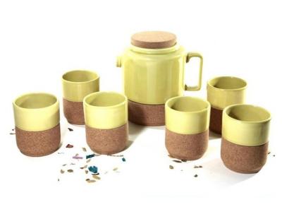 China 7pcs Dia80mm Natural Cork Coasters Base Ceramic Teapot Mug Toxicless for sale