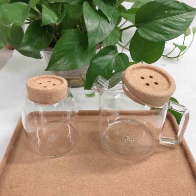 China Borosilicate Glass Pitcher with Natural Cork Button Lid Stopper 1.2x1 Inch for sale