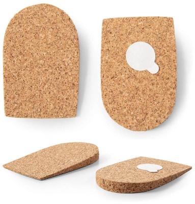 China Natural Cork Heel Lift Inserts Self-Adhesive Shock Absorption 4.5x2.7in 4.25x2.4in for sale