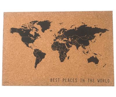 China Natural Cork World Map Bulletin Board 100x60cm Tearproof Dense Cork Memo Board for Office Home for sale
