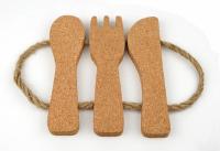 China Natural Cork Cutlery Trivet with Rope Handles 20x15x2.5cm Heat Insulated Placemat for sale