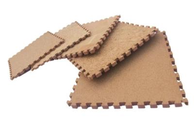 China Natural Cork Puzzle Play Mat 45x45cm 2mm Thick Antibacterial Eco-Friendly Floor Pad for sale
