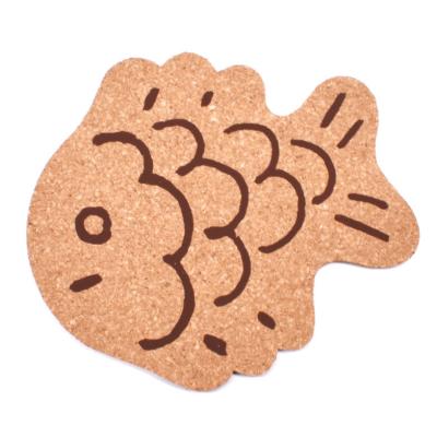 China Natural Cork Fish Shaped Coasters Heat Resistant 0.25-0.4 inch Thick Eco Friendly Customizable for sale