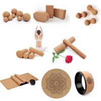 China Natural Cork Yoga Roller Block Massage Ball Mat Wheel Set Eco Friendly FSC Certified for sale
