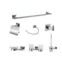 China Luxury Bathroom Hardware Sets Brushed Square Washroom Modern Bathroom Fittings for sale