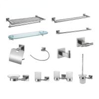 China Luxury Bathroom Hardware Sets Brushed Square Washroom Modern Bathroom Fittings for sale