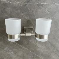 China Polished Glass Tumbler Holder SUS304 Double Wall Mounted Toothbrush Holder for sale