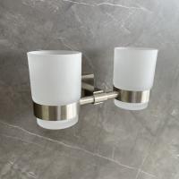 China Polished Glass Tumbler Holder SUS304 Double Wall Mounted Toothbrush Holder for sale
