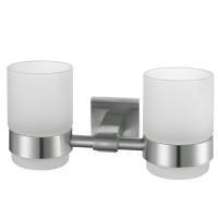 China Polished Glass Tumbler Holder SUS304 Double Wall Mounted Toothbrush Holder for sale