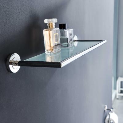 China 304 Stainless Steel Shower Organizer Vanity Frosted Glass Corner Shelf Satin Polished for sale