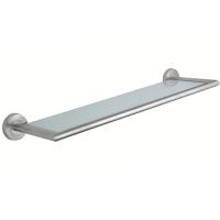 China 304 Stainless Steel Shower Organizer Vanity Frosted Glass Corner Shelf Satin Polished for sale