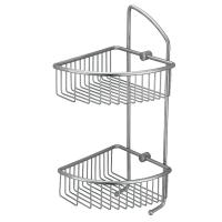 China Double Bathroom Corner Shelf Polished Wall Mounted Stainless Steel Shower Caddy for sale