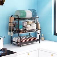 China Three Tiers Kitchen Storage Shelves Seasoning Pot Dish Drying Rack Standing Type for sale