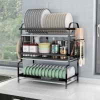 China Three Tiers Kitchen Storage Shelves Seasoning Pot Dish Drying Rack Standing Type for sale