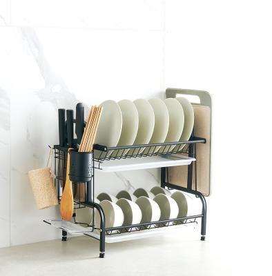 China Sustainable Kitchen Storage Shelves 2 Layers Drawer Style Flavour Bottle Rack Black Finfished for sale