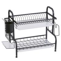 China Sustainable Kitchen Storage Shelves 2 Layers Drawer Style Flavour Bottle Rack Black Finfished for sale