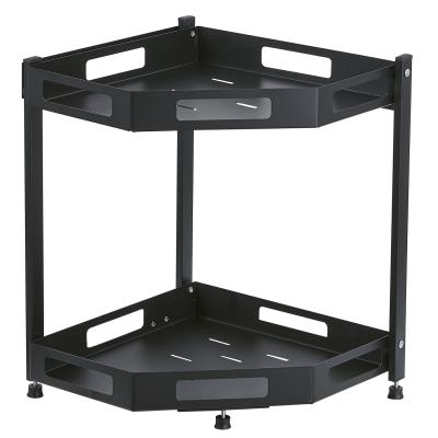 China Black Kitchen Storage Shelves 2 Tier Corner Bathroom Countertop Organizer for sale