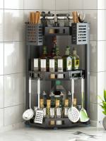 China SS201 Kitchen Corner Shelf 3 Tier Spice Rack Organizer Bathroom Storage Space Saving for sale