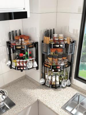 China SS201 Kitchen Corner Shelf 3 Tier Spice Rack Organizer Bathroom Storage Space Saving for sale
