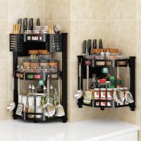 China SS201 Kitchen Corner Shelf 3 Tier Spice Rack Organizer Bathroom Storage Space Saving for sale