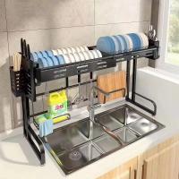 China Stainless Steel Above Sink Dish Rack Stable Over Sink Organizer Shelf For Kitchen for sale