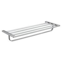 China Wall Mounted Bathroom Towel Shelf Stainless Steel Bath Towel Rack Matte Black for sale