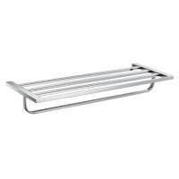 China Wall Mounted Bathroom Towel Shelf Stainless Steel Bath Towel Rack Matte Black for sale